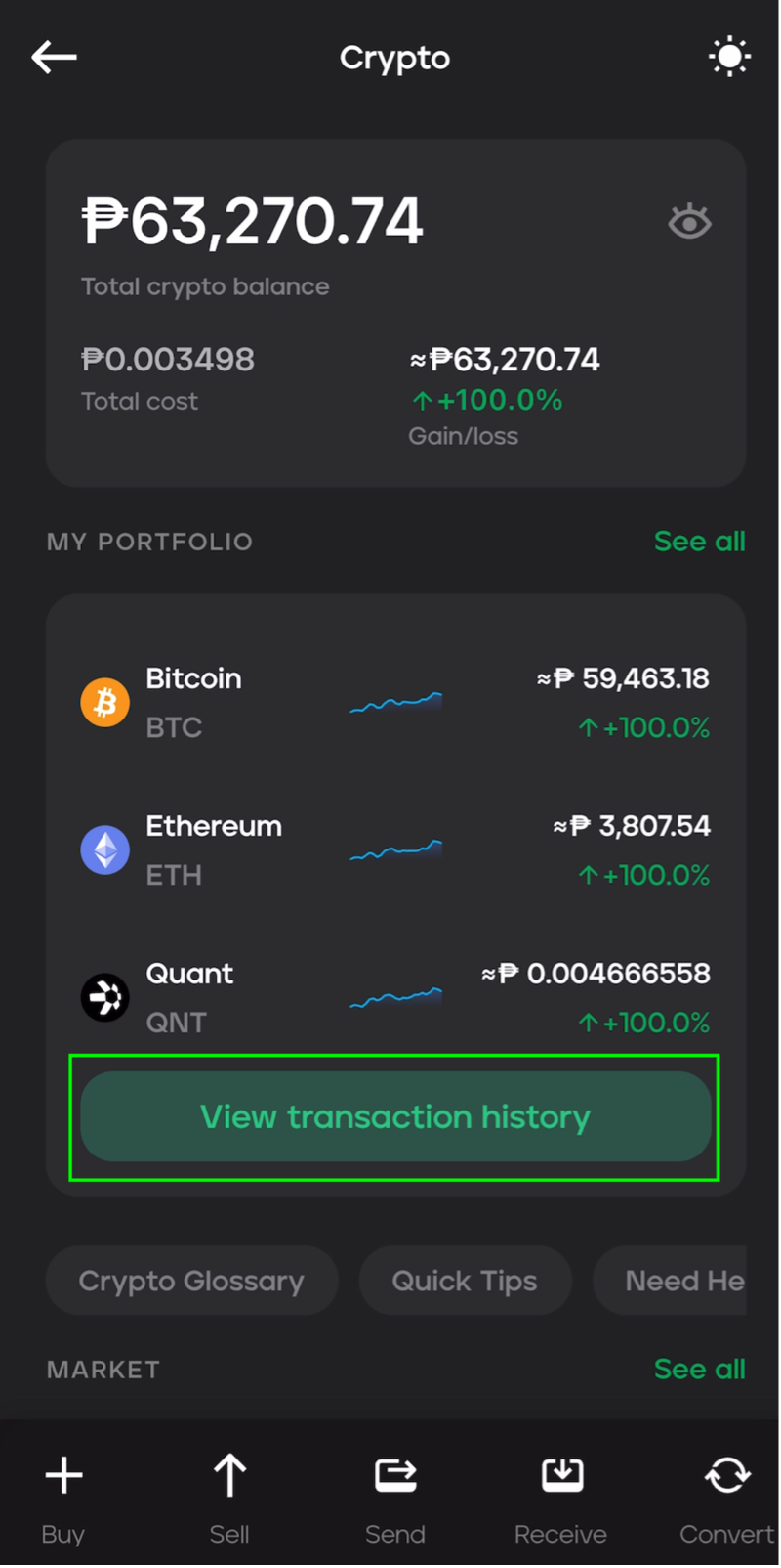How do I check if the crypto I sent was successful?