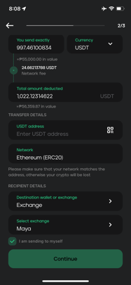 How do I use Maya to send crypto worth P50,000 or higher?